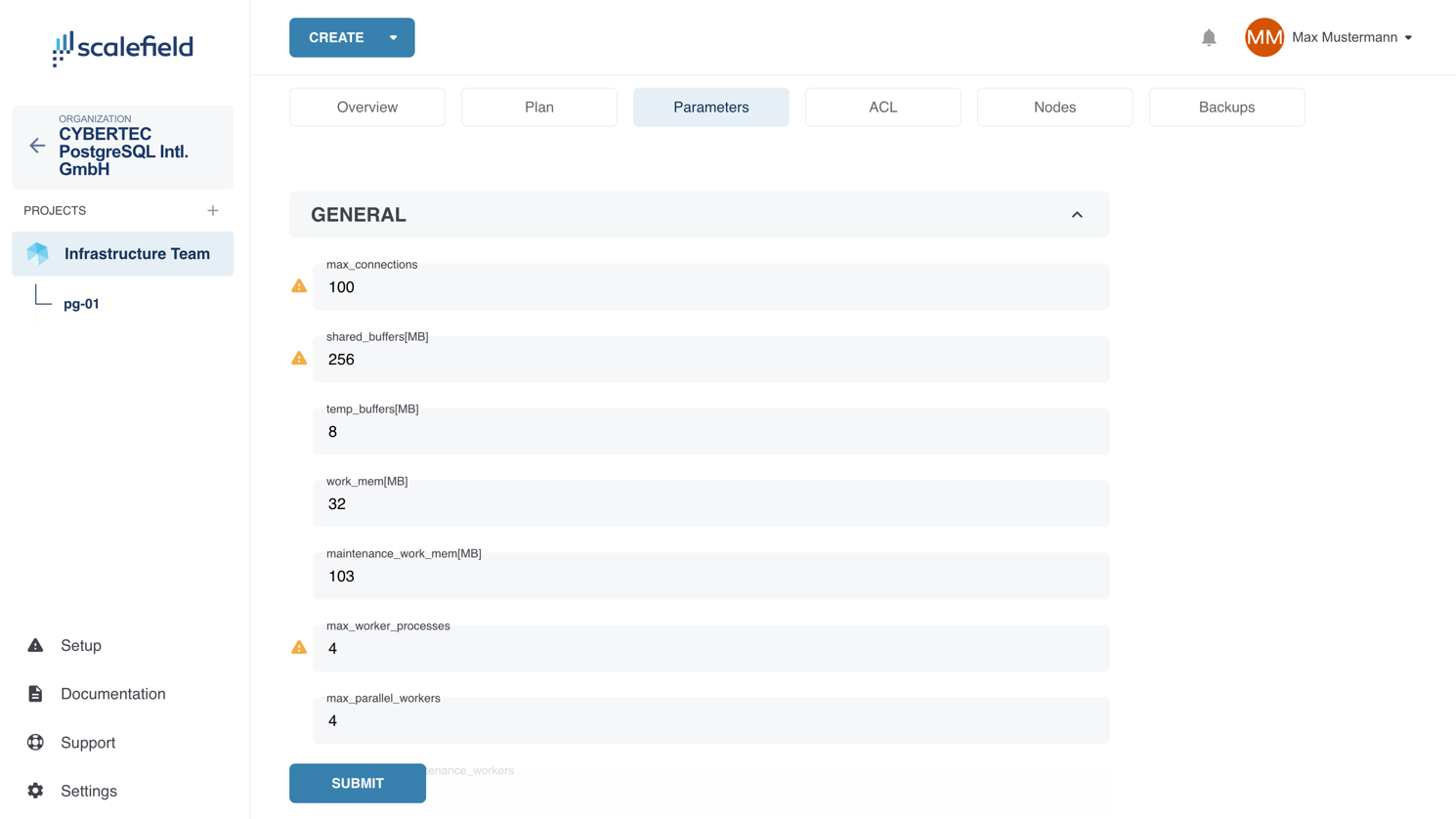 PostgreSQL Parameters anpassen | Scalefield Documentation